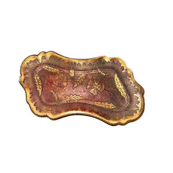 Art | Antique Goofus Glass Dish 85 X 5 Red Gold | Poshmark